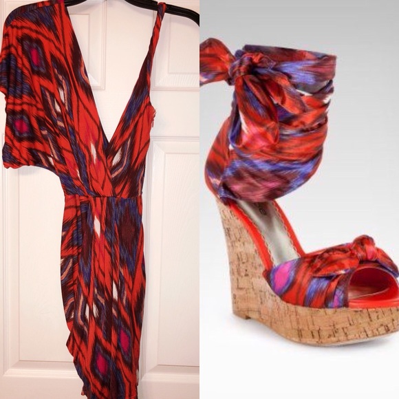 bebe | Shoes | Charissa Print Scarf Wedge Sandal | Poshmark